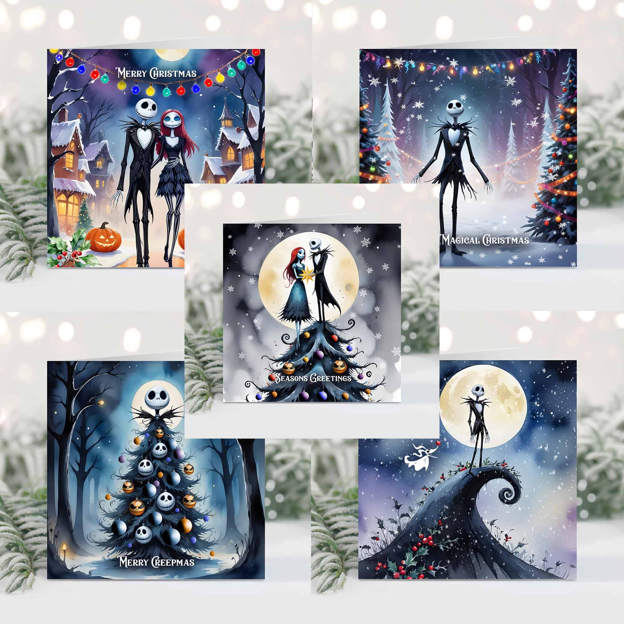 Nightmare Before Christmas Cards Set 4 l Sarah Mae Artworks